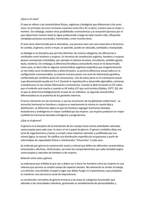 Qu Es El Sexo Y G Nero Apuntes Sobre Las Diferencias De Genero Y Sexo Qu Es El Sexo El