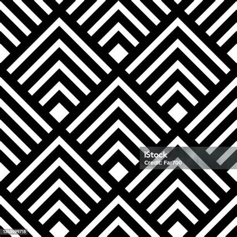 흰색 배경에 격리된 검은색 선형 사각형 및 마름모 흑백 기하학적 원활한 패턴 벡터 플랫 그래픽 일러스트레이션 텍스처 연속무늬에 대한 스톡 벡터 아트 및 기타 이미지 Istock