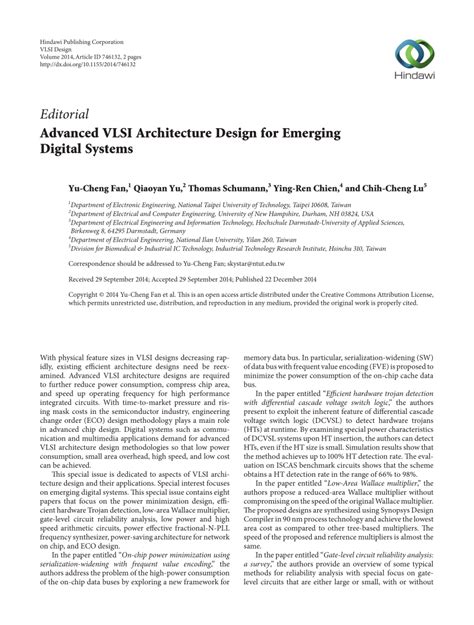 Pdf Advanced Vlsi Architecture Design For Emerging Digital Systems