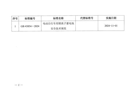 《电动自行车用锂离子蓄电池安全技术规范》强制性国家标准（自2024年11月1日起施行） 浙江中实安全科技有限公司