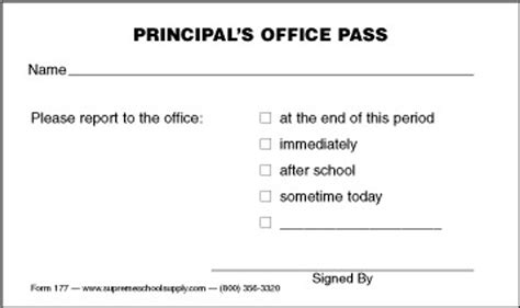 School Office Pass Template