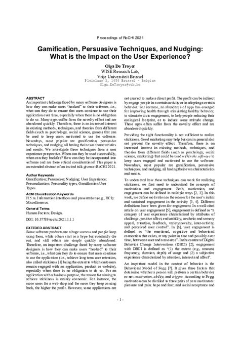 Pdf Gamification Persuasive Techniques And Nudging What Is The Impact On The User Experience