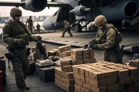Premium Ai Image Weapon Delivery Unloading Ammunition Boxes Generative Ai