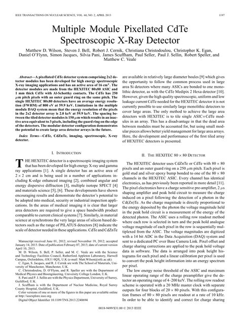 Pdf Multiple Module Pixellated Cdte Spectroscopic X Ray Detector