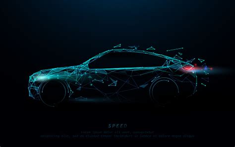 추상 미래 고속 스포츠카 자동차 로고 는 라인 삼각형 및 입자 스타일 디자인을 형성합니다 일러스트 벡터 차에 대한 스톡 벡터 아트 및 기타 이미지 Istock