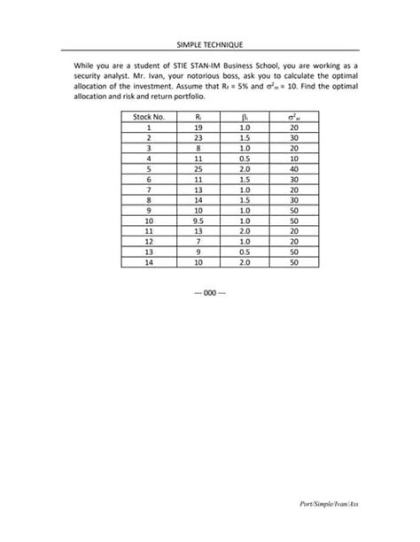 Tugas Single Index Model Sesi 11 Pdf