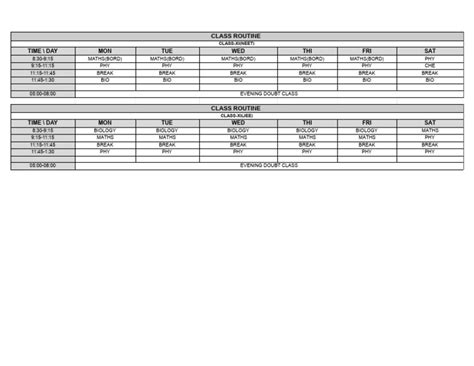 Class Routine Sheet3 Pdf