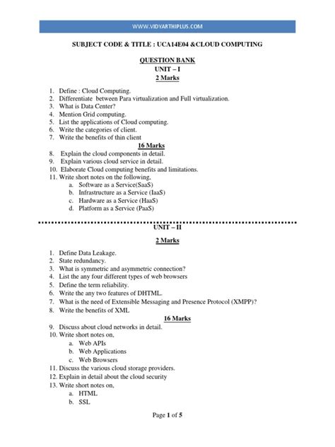 Cloud Computing Question Bank Pdf Cloud Computing Software As A Service