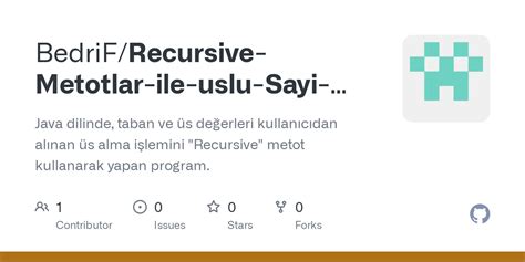 github bedrif recursive metotlar ile uslu sayi hesaplama java