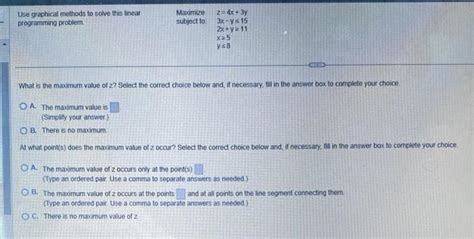 Solved Use Graphical Methods To Solve This Linear Chegg Com