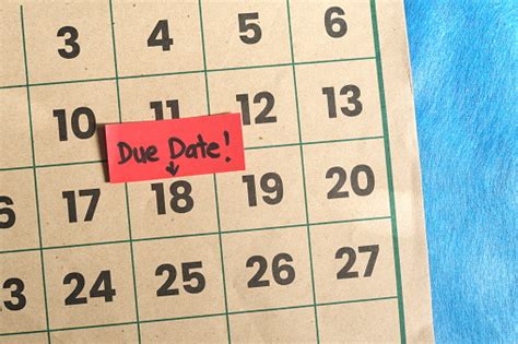 Due Date And Deadline Reminder Concept Marked Calendar Date With Note