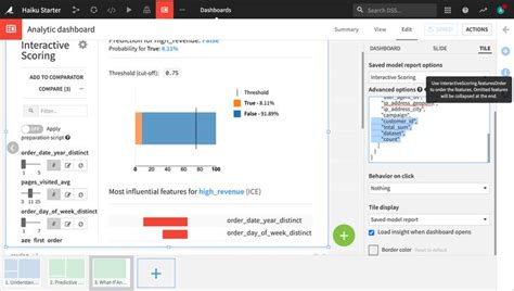 How To Set Up Interactive Scoring For A Dashboard Consumer — Dataiku Knowledge Base