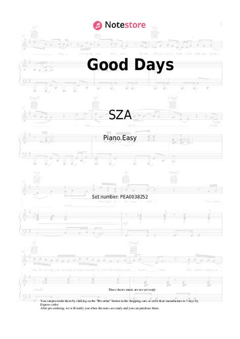 Good Days Sza Easy Piano Sheet Music Note Piano Easy