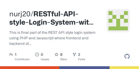 Github Nurj20restful Api Style Login System With Php Backend And Js Frontend This Is Final