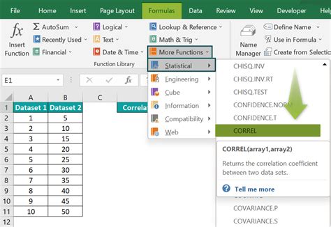 Correl Function In Excel Formula Example Calculate Correlation