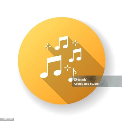 음악 분기 노트 노란색 평면 디자인 긴 그림자 글리프 아이콘 멜로디를 재생합니다 조화로운 소리 음악 서명 어쿠스틱 튜닝 교향곡 기호 팝 밴드 리듬 실루엣 Rgb 컬러