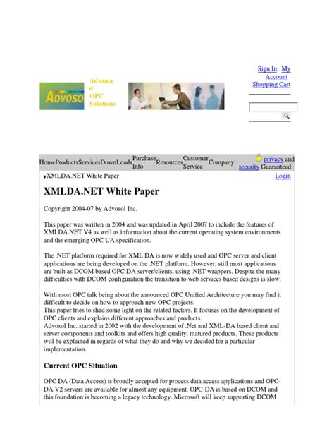 Opc Xml Da Pdf Web Service Soap