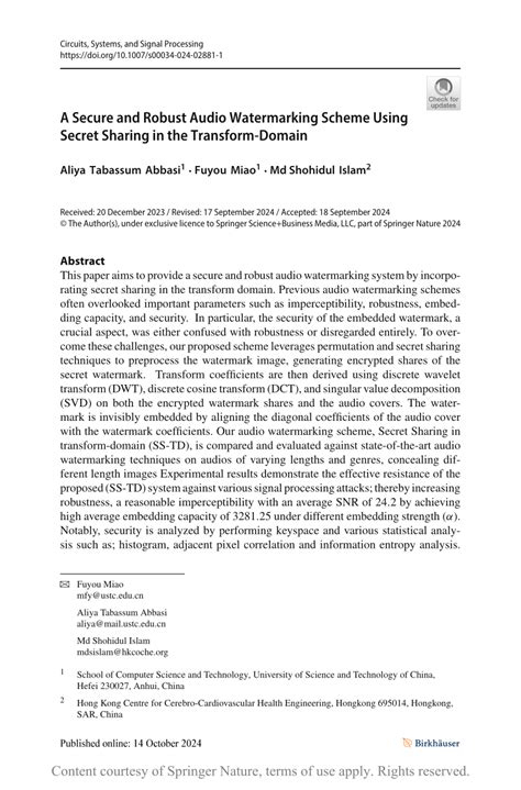 a secure and robust audio watermarking scheme using secret sharing in