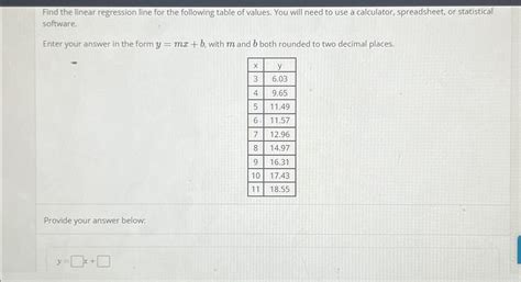 Solved Find The Linear Regression Line For The Following