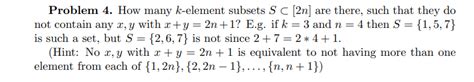 Solved Problem 4 How Many K Element Subsets S⊂ 2n Are