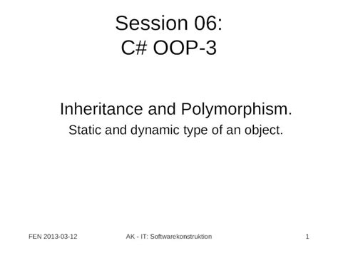 Ppt Session 06 C Oop 3 Inheritance And Polymorphism Static And