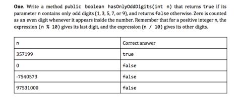 Solved One Write A Method Public Boolean