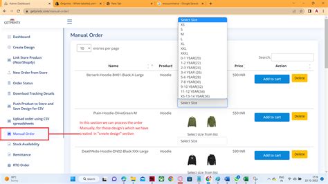 Manual Order Getprintx