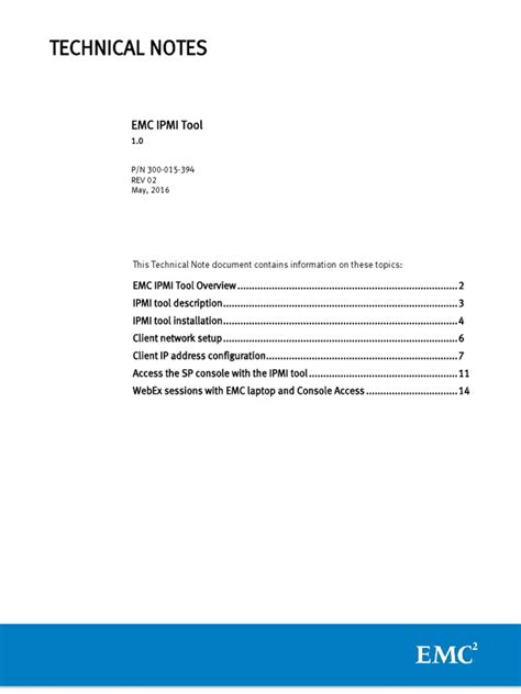 Docu53220 Emc Ipmi Tool Technical Notes Pdf Command Line Interface Computer Network