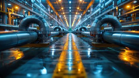Industrial Pipeline Corridor Generative Ai Stock Illustration