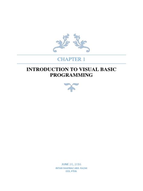 Chapter 1 Introduction To Vb Programming Pdf Integrated