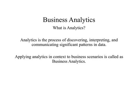 Introduction To Business Analytics Pdf