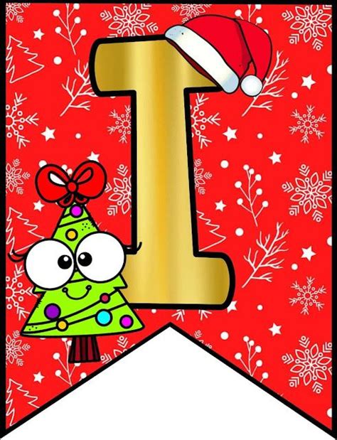 The Letter I Is Decorated With A Christmas Tree