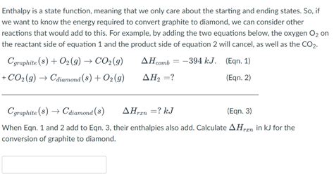 Solved Enthalpy Is A State Function Meaning That We Only
