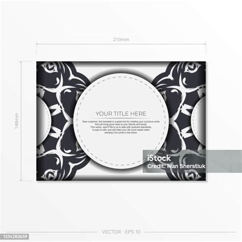 추상 패턴이있는 고급스러운 흰색 색 엽서 템플릿 만다라 장식이 있는 벡터 인쇄 준비 초대 설계 0명에 대한 스톡 벡터 아트 및