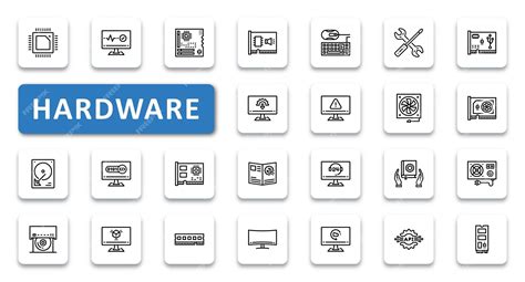 Premium Vector Hardware Icon Set Vector Illustration Thin Line Outline Icons