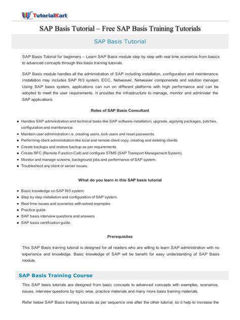 Sap Basis Tutorial Pdf