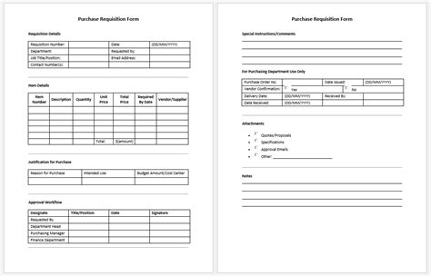 Purchase Requisition Form Templates Word Excel Templates