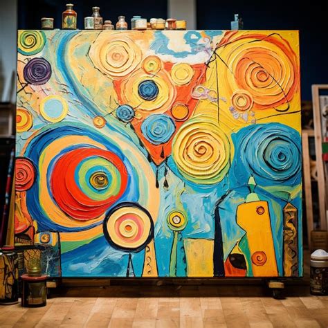 Vibrant Travel Patterns Colorful Acrylic Swirls And Geometric Shapes Stock Illustration