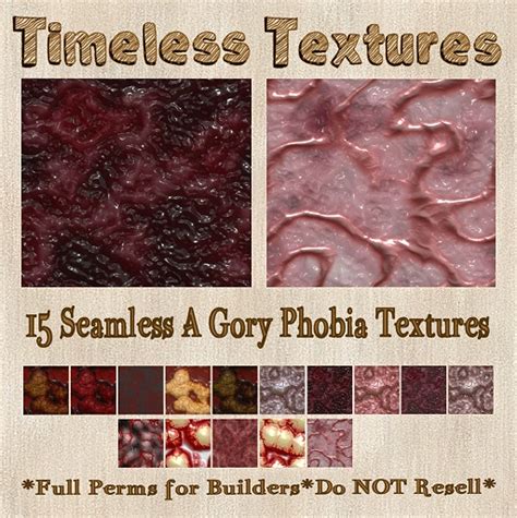 Second Life Marketplace 15 Seamless A Gory Phobia Timeless Textures