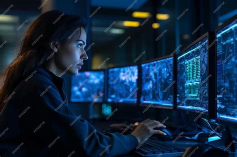 Premium Ai Image Smart Female It Programer Working On Desktop