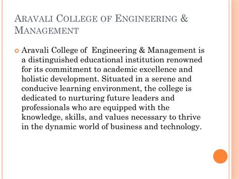 Ppt Mba At Aravali College Of Engineering And Management Powerpoint Presentation Id 12389069