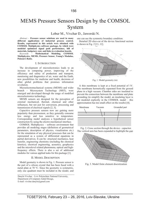 PDF MEMS Pressure Sensors Design By The COMSOL System