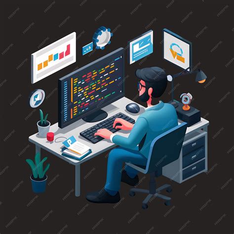 Free Vector Desk And Working On Computer Or Programming Illustration Ai Generated Premium Ai