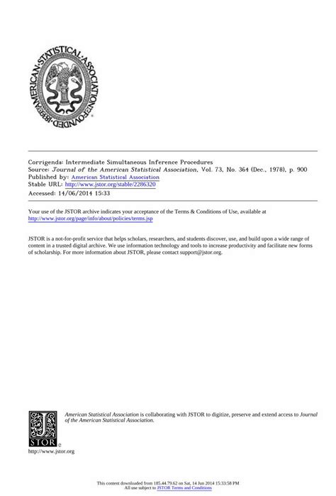 Pdf Corrigenda Intermediate Simultaneous Inference Procedures Dokumentips