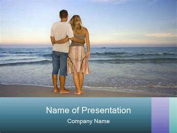 Couple Enjoying Sunset On The Beach PowerPoint Template Backgrounds Google Slides ID