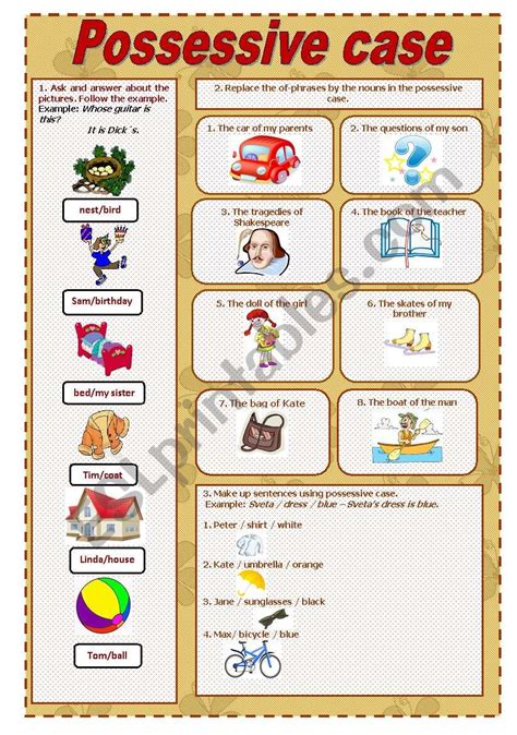 Possessive Case Esl Worksheet By Kosamysh