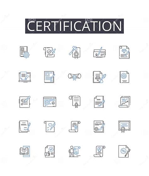Certification Line Icons Collection Approval Accreditation Authentication Authorization