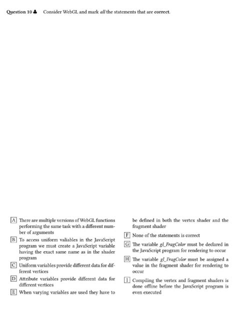Solved Question Consider WebGL And Mark All The Chegg
