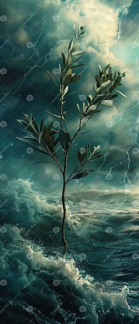 An Olive Branch Extending From A Storm Representing Peace And Success