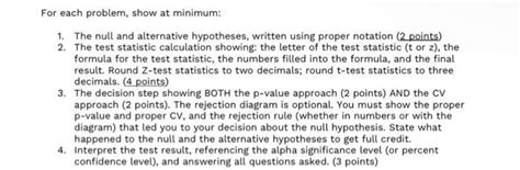 Solved For Each Problem Show At Minimum 1 The Null And